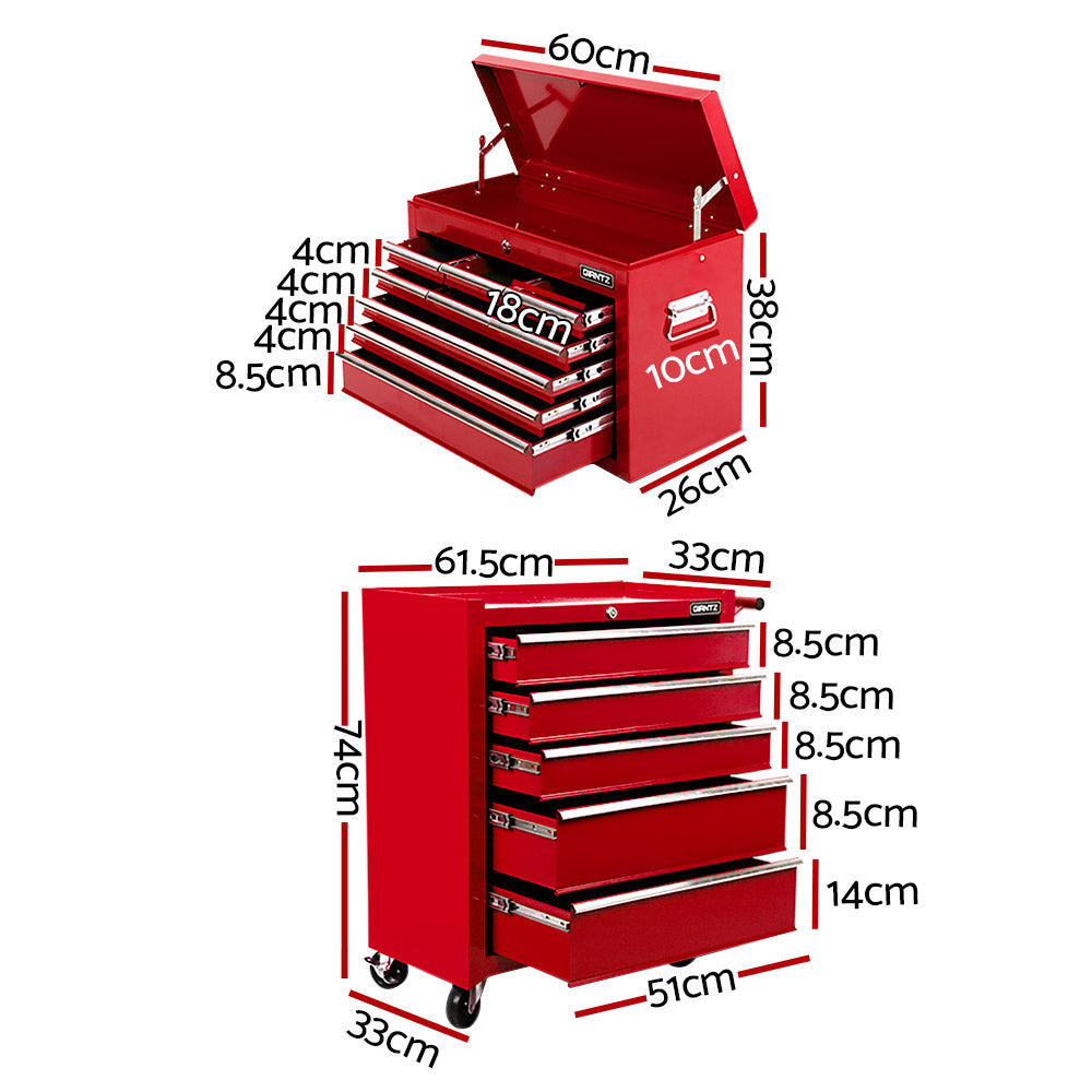 Giantz 14-Drawer Tool Box Cabinet – Red – Toolbox Direct